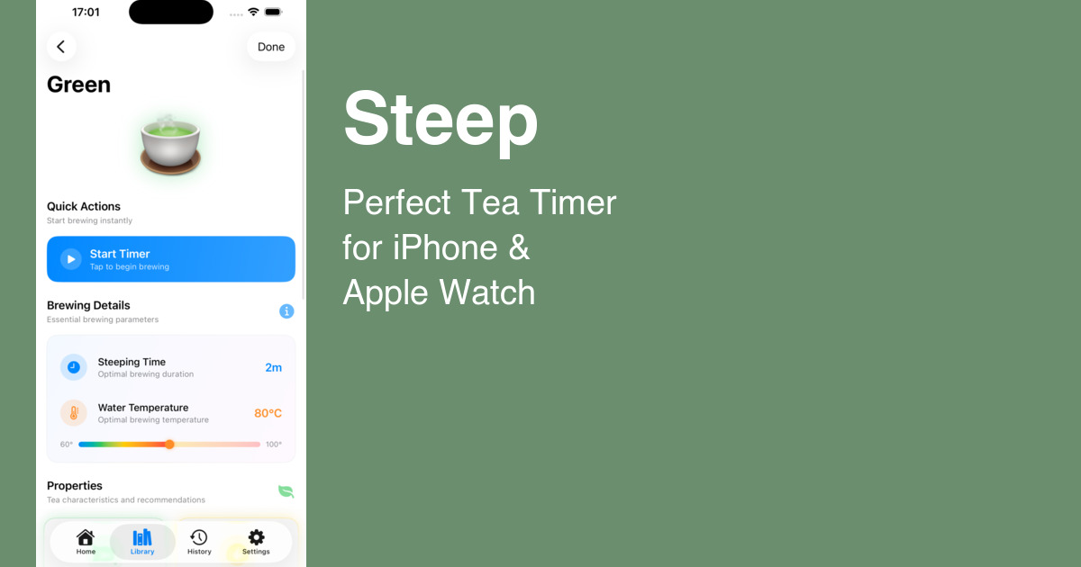 Steep - Perfect Tea Timer for iPhone, Apple Watch & Android